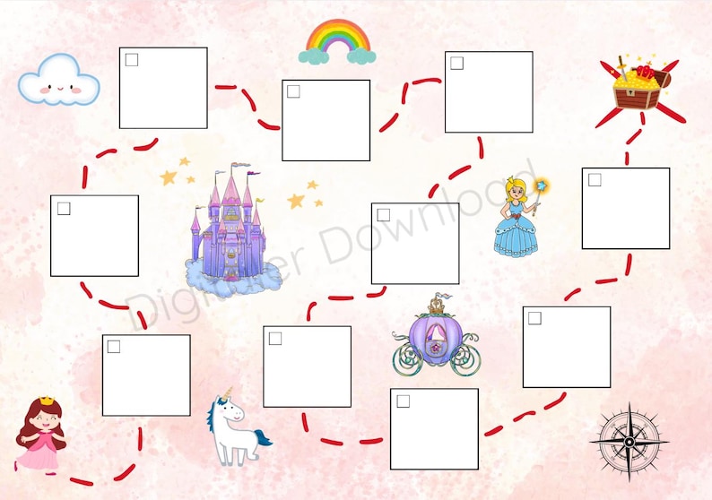 Princess Treasure Map for Children, Treasure Hunt, Game to Fill in ...