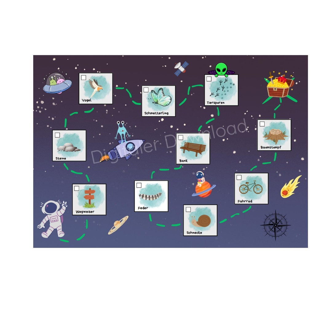Space Treasure Map for Children, Treasure Hunt, Game to Fill in ...