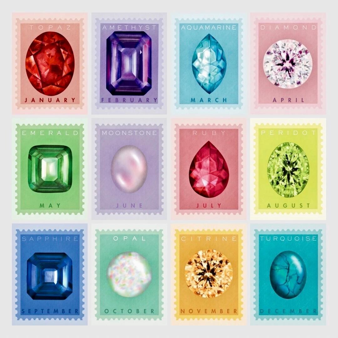 Birthstone Birthday Card Collection Set Gemstone of the Month - Etsy