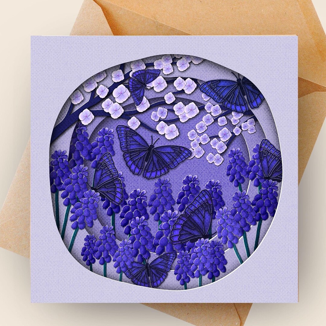 Lilac Butterfly Frameable Art Card or Print, Papercut 2d Image Nursery ...