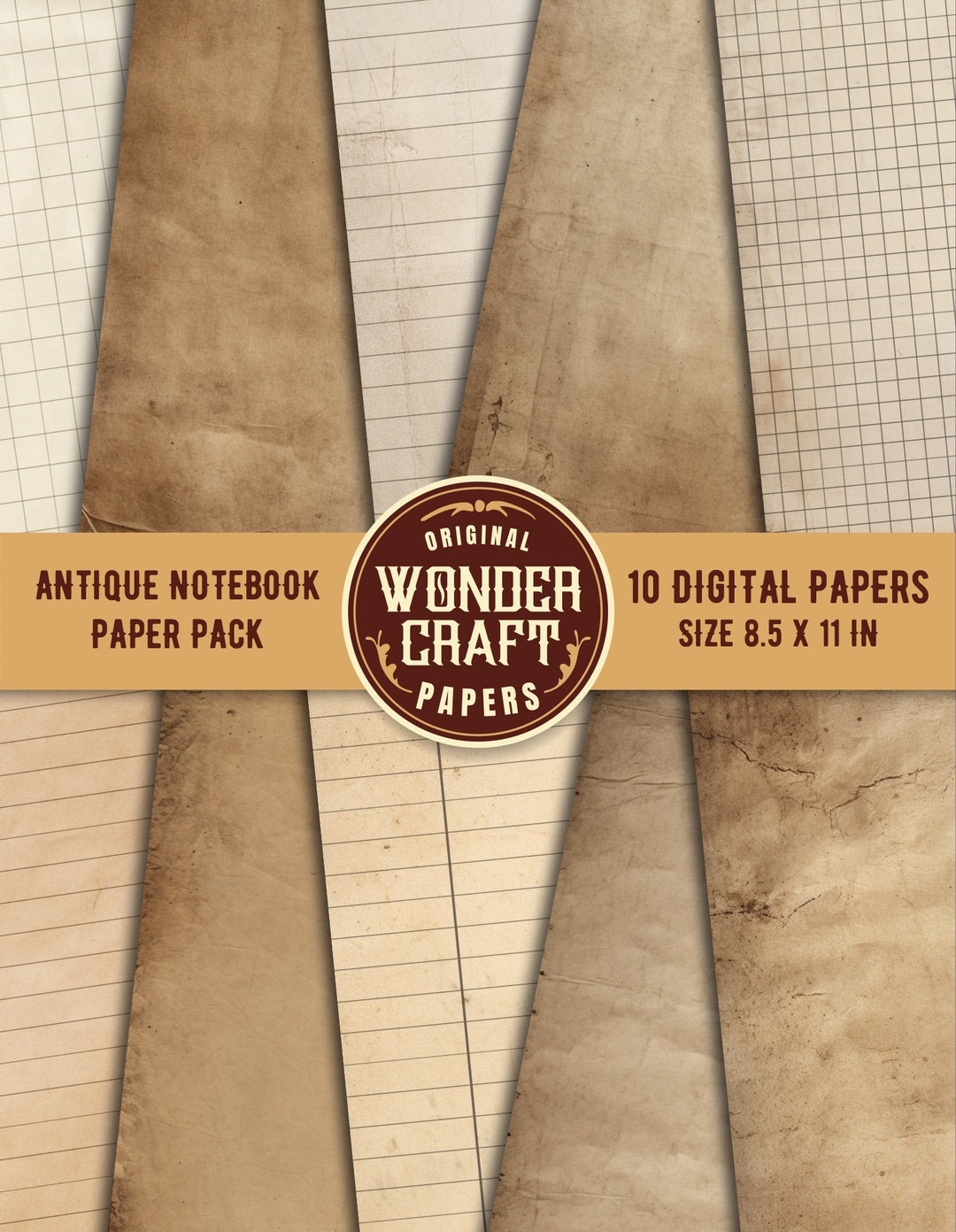 Antique Notebook, Paper Pack, Junk Journal, Printable Paper, 8.5x11 ...