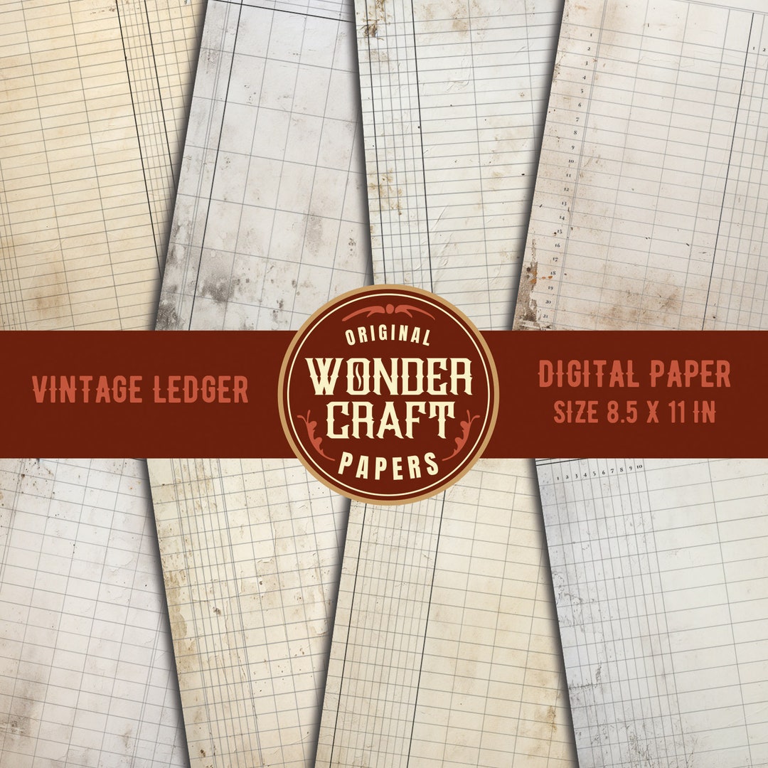 Grunge Ledger Paper, Junk Journal Printable, Digital Notebook Paper ...
