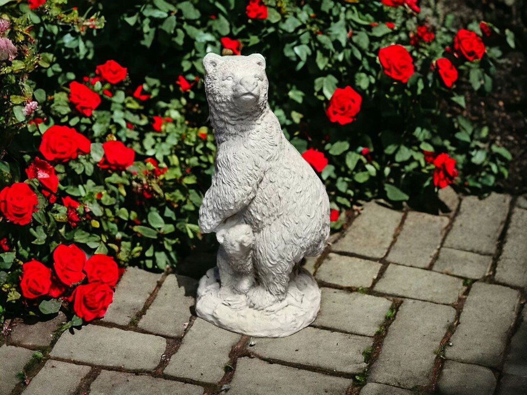 Concrete Bear Outdoor Sculpture Garden Bear Figure Bear With Cub ...