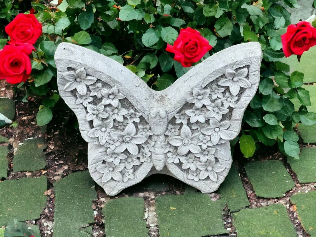 Butterfly Statue Butterfly With Flowers Concrete Butterfly Detailed ...