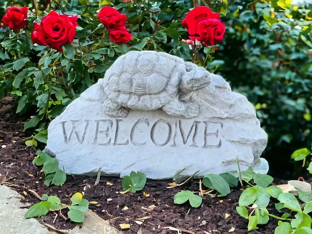 Turtle Rock Welcome Statue Concrete Turtle Entrance Figure Animal Gift ...