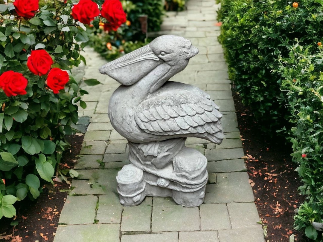 Pelican Bird Concrete Pelican Large Bird Detailed Figure Outdoor Statue ...