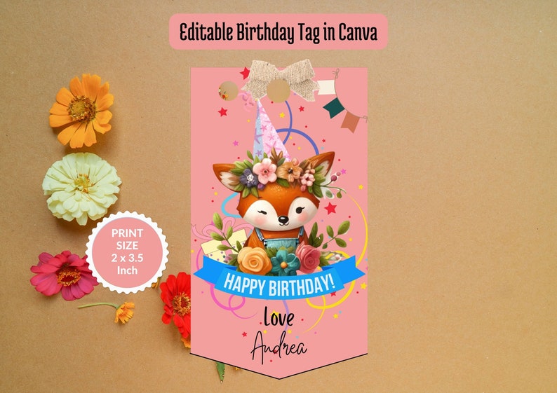 Birthday Gift Tag Editable in Canva: Easily Customizable and Ready to ...