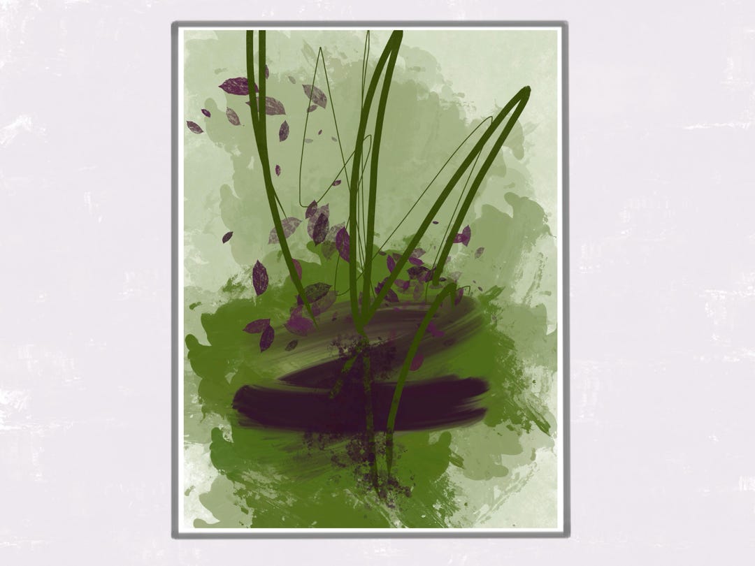 Nature Wall Art Print Misty Greens Birdsong Evergreen Bushy Shrubs ...