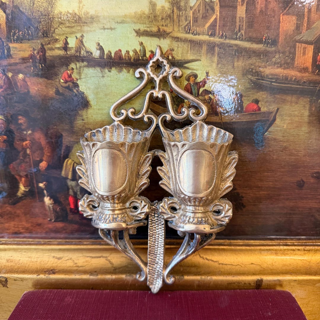 Vintage Victorian Style Brass Double Match Holder / Wall Pocket - Etsy