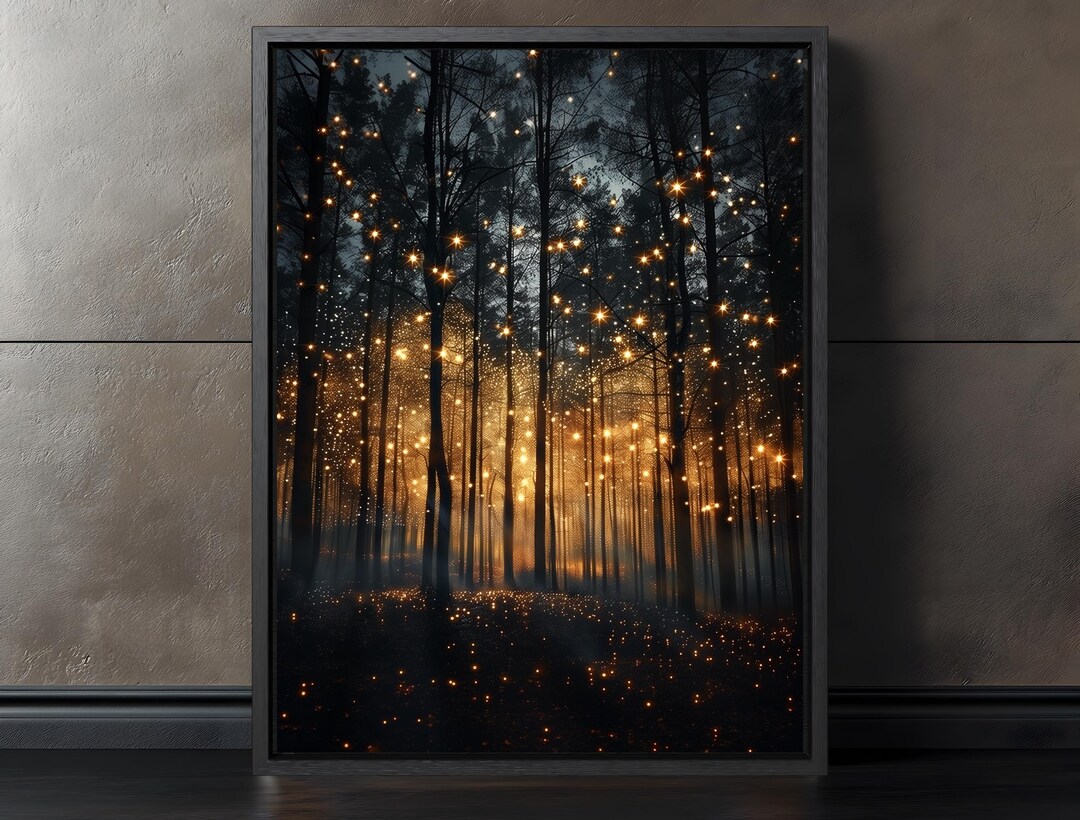 Enchanted Forest Firefly Art Print - Botanical Wall Art, Landscape ...