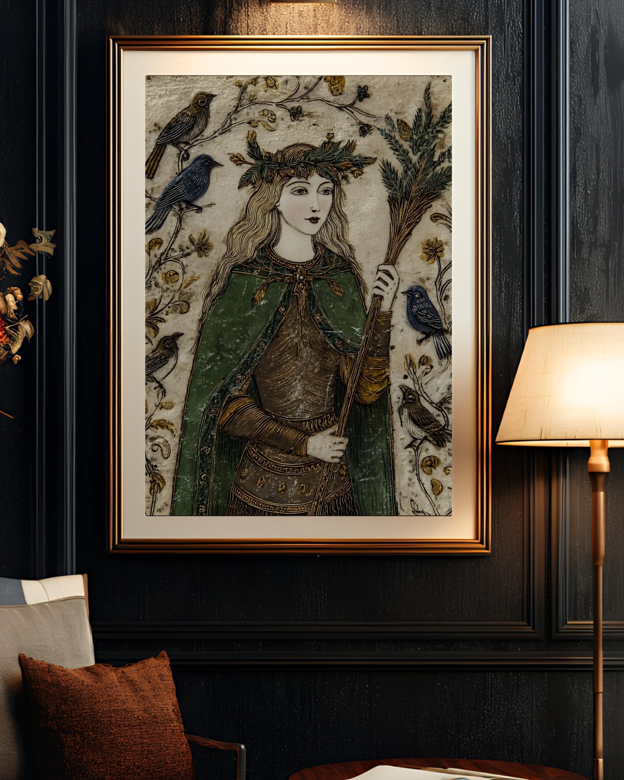 Medieval Nature Goddess Art | Vintage Folklore Wall Print for Elegant ...