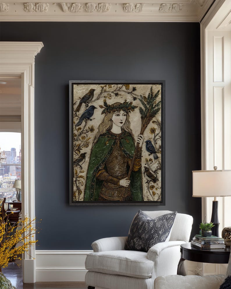 Medieval Nature Goddess Art | Vintage Folklore Wall Print for Elegant ...