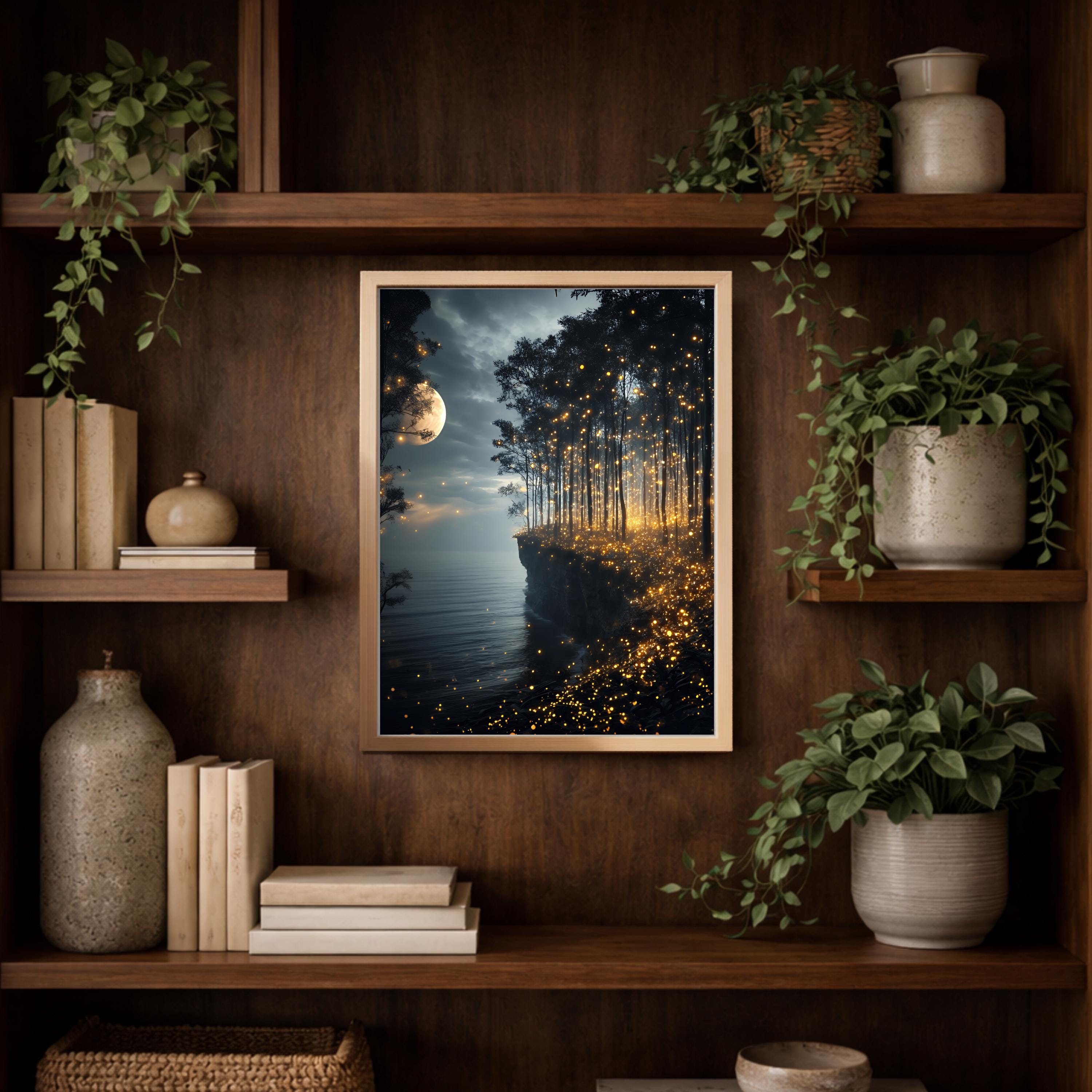 Fantasy Ethereal Night Sky Wall Art Print, Gothic Forest Home Decor ...