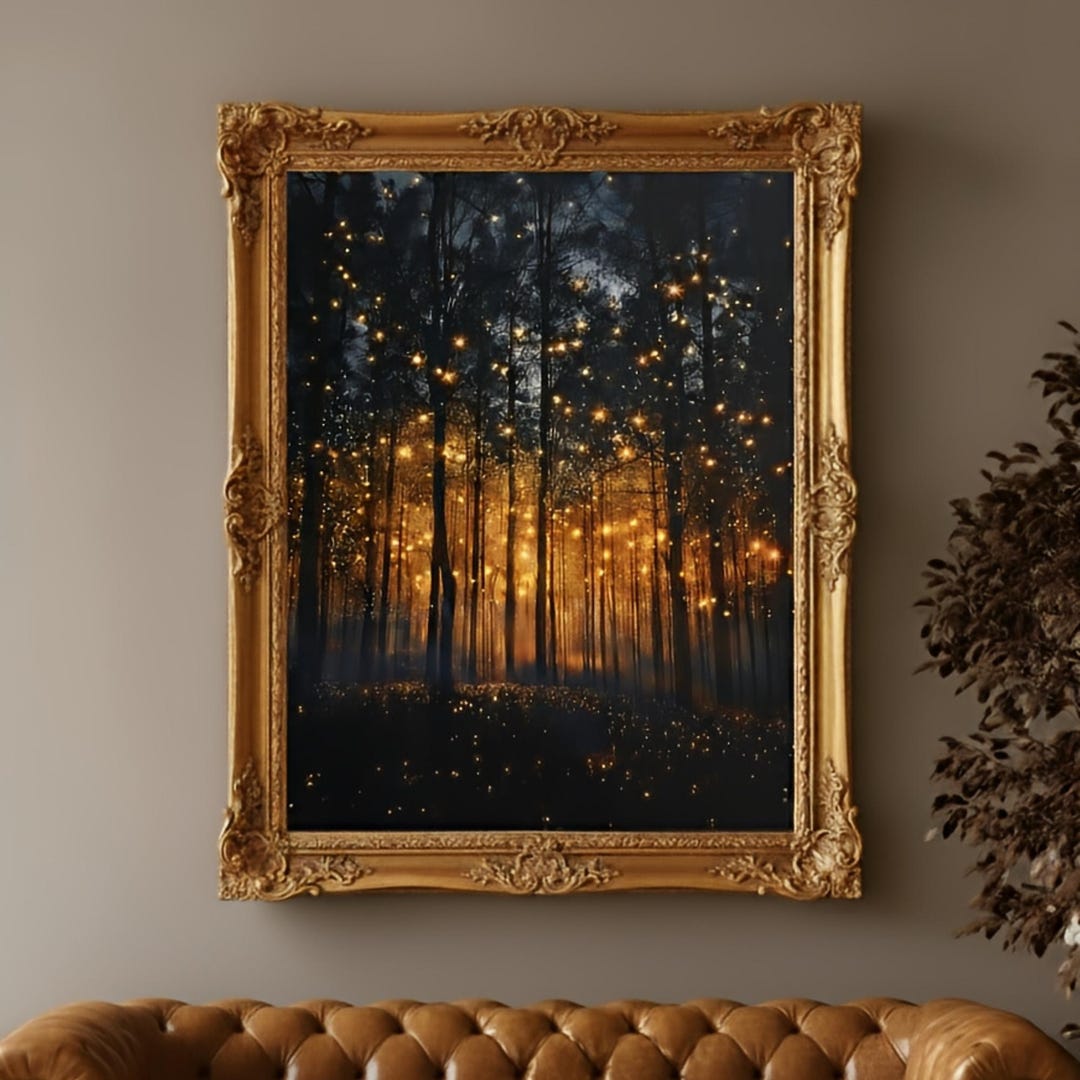 Enchanted Forest Firefly Art Print - Botanical Wall Art, Landscape ...