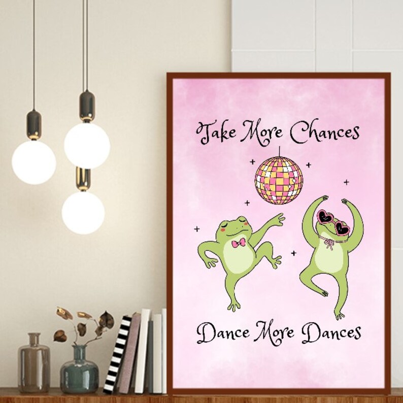 Disco Frog Wall Art Pink Glitter Disco Ball Digital Print Kawaii Frog Home Decor Gift Quote - Etsy