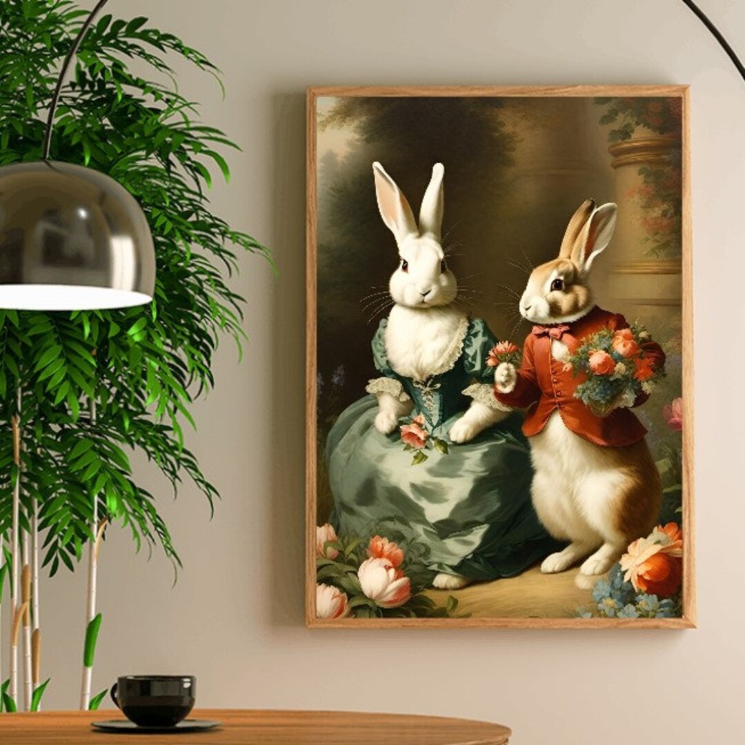 Victorian Painting Style Vintage Rabbits Wall Art Digital Prints - Etsy