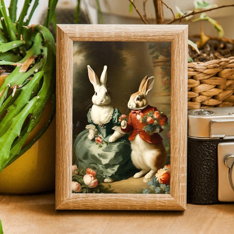 Victorian Painting Style Vintage Rabbits Wall Art Digital Prints - Etsy