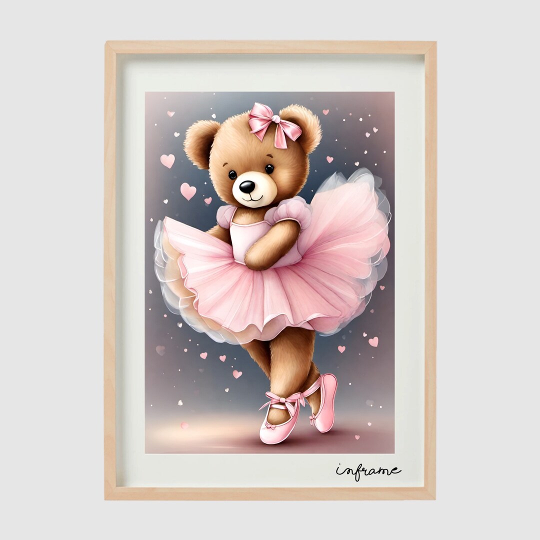Adorable Teddy Bear Ballerina Baby Nursery Wall Art Home Decor - Etsy