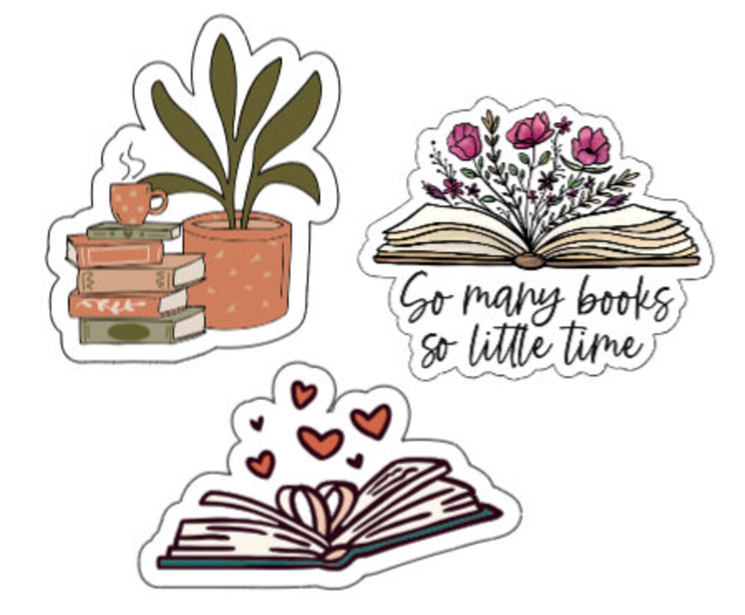 Cute Book Sticker Pack Vinyl Sticker Book Lovers Sticker Aesthetic ...