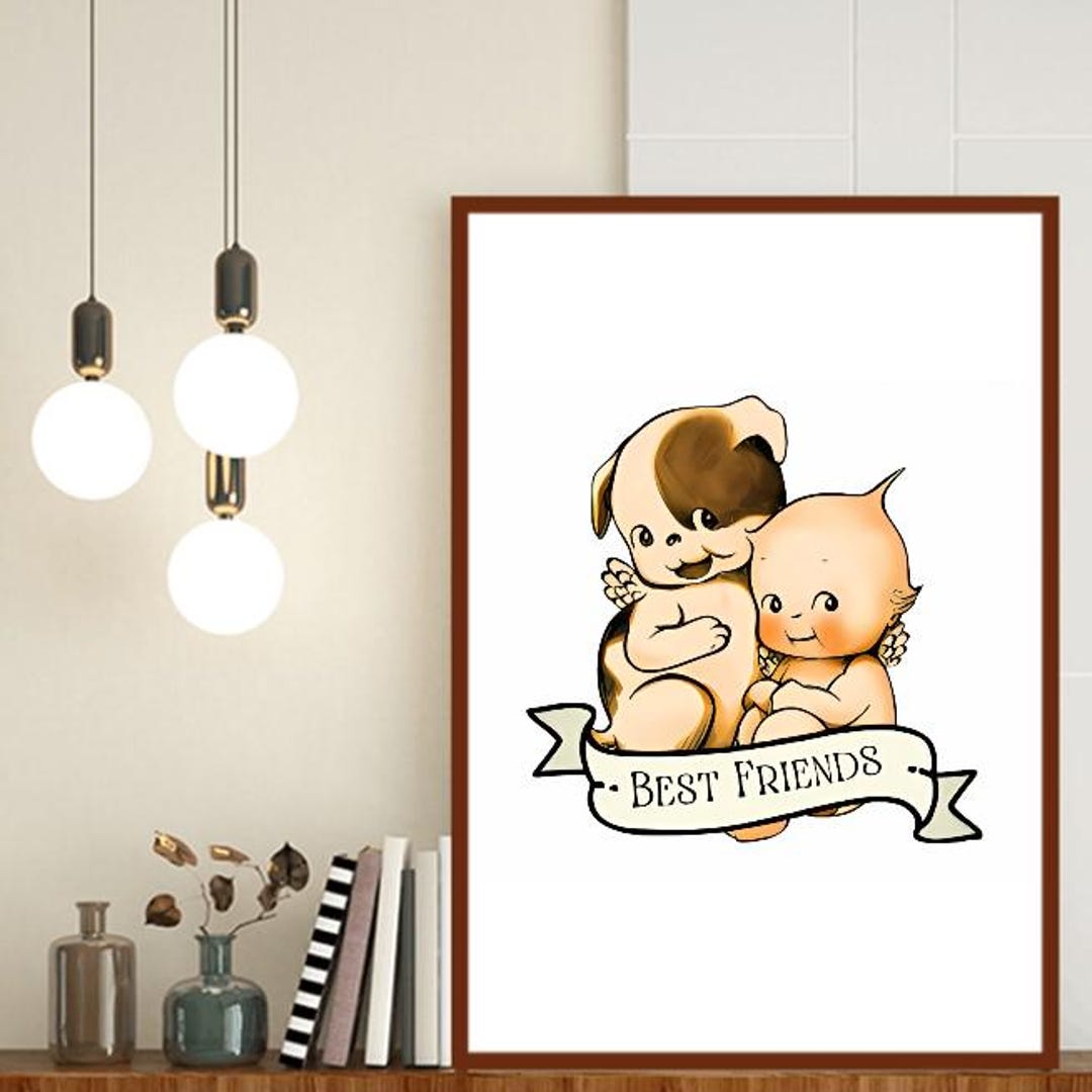 Vintage Kewpie Quote With Dog, Wall Art, Gift, Minimalist, Quote Wall ...