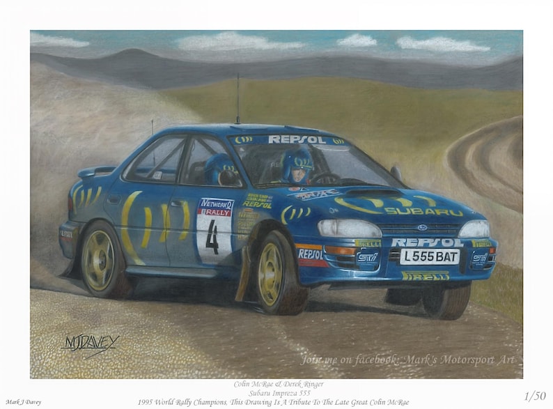 Colin Mcrae in the 1995 Subaru Impreza WRC 555 - Etsy