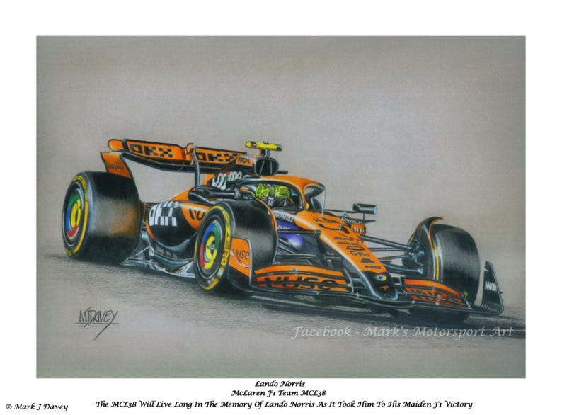 Lando Norris in His Mclaren MCL38 2024 - Etsy