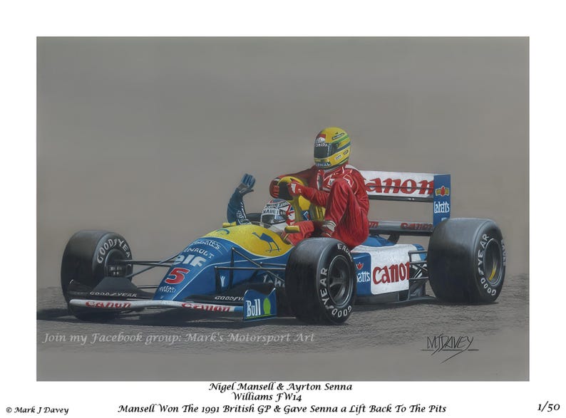 Nigel Mansell & Ayrton Senna at the British GP 1991. Limited Edition ...