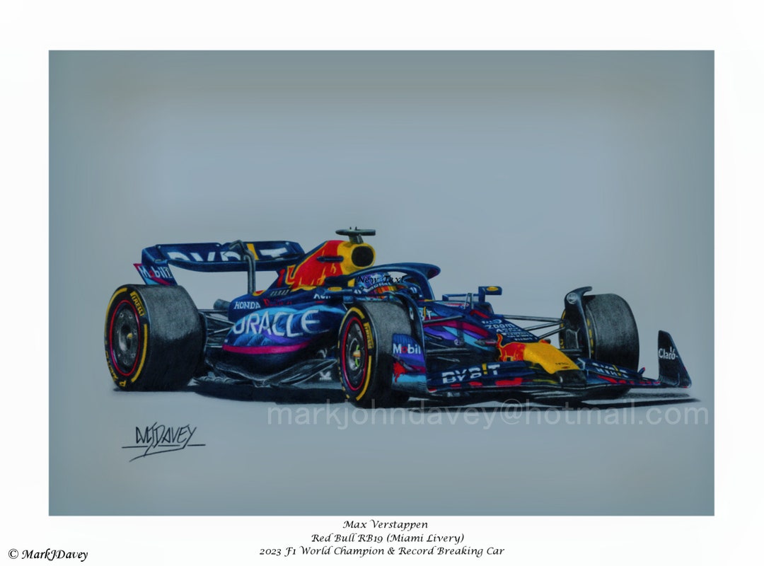 Max Verstappen Miami GP Pastel Drawing: Red Bull RB19 (digital Download ...