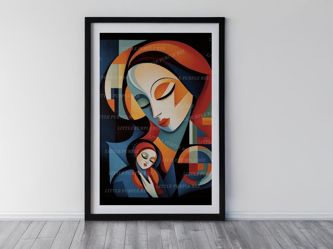 Mother and Kid , Abstract Mother Child Art, Motherhood Print, Mothers ...