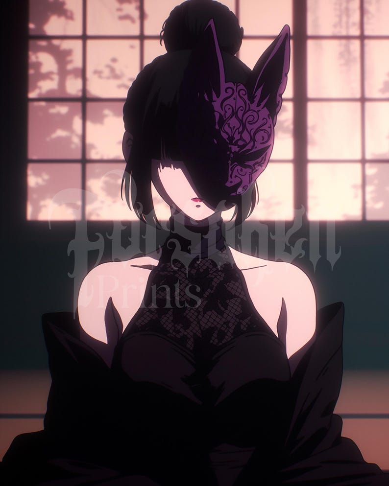 Japanese Kitsune Mask Digital Download Anime Wall Art Dark Fantasy ...