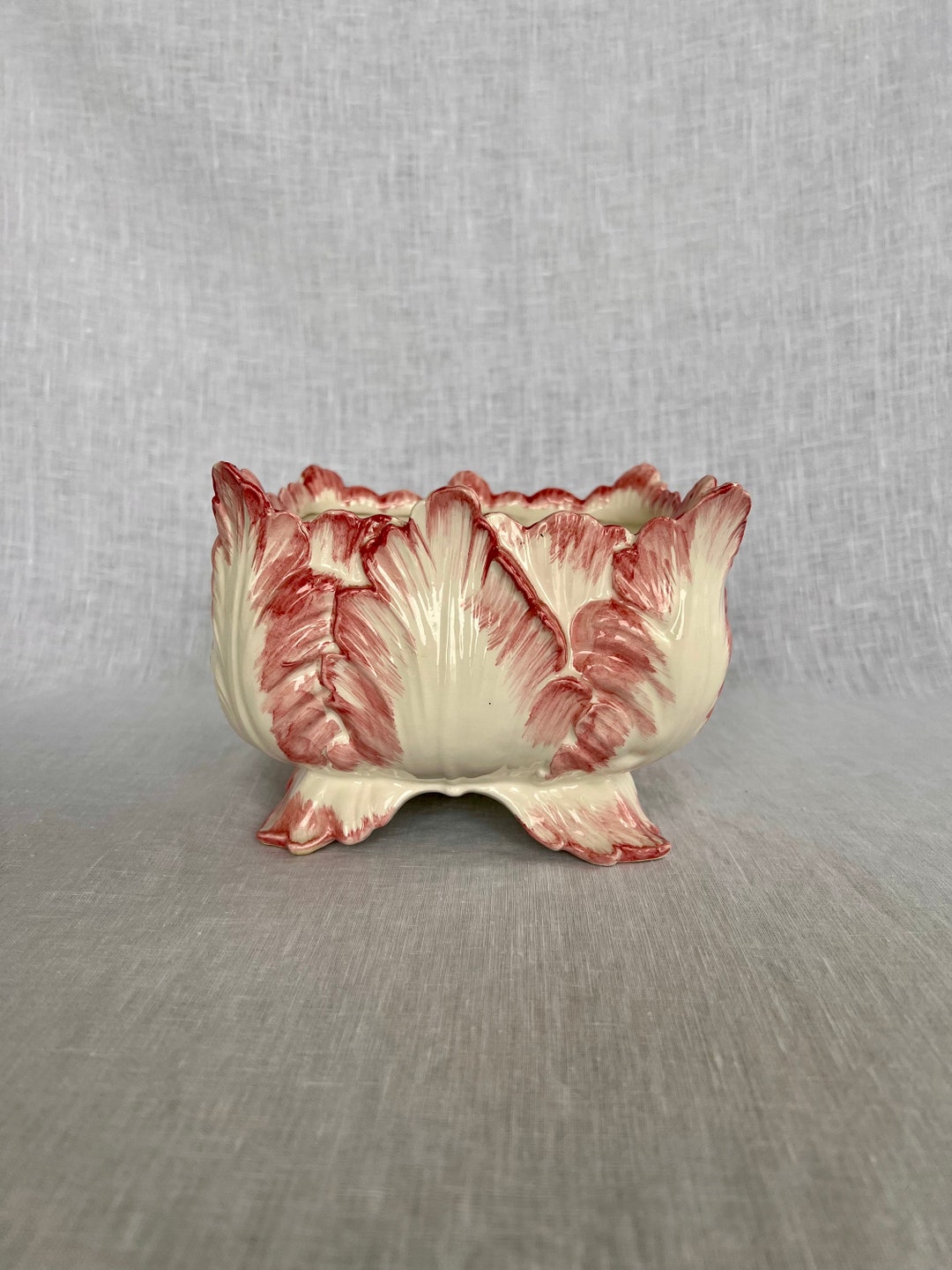 1970s Mottahedeh Italian Cachepot in Pink and White. - Etsy