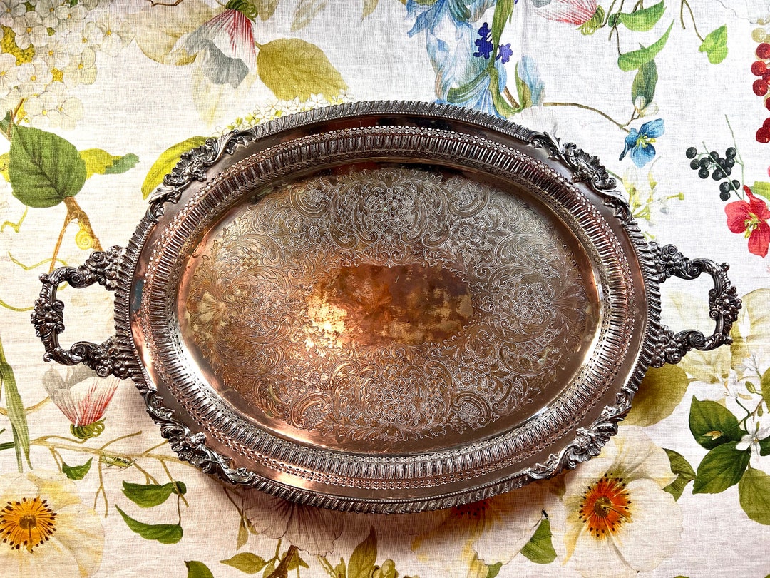 Vintage Large Silver Platter. - Etsy