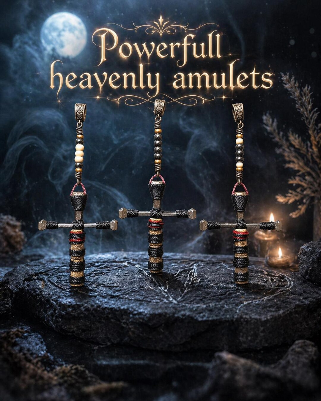 Handcrafted Brocéliande Talisman, Esoteric Amulet, Iron Nail Cross ...