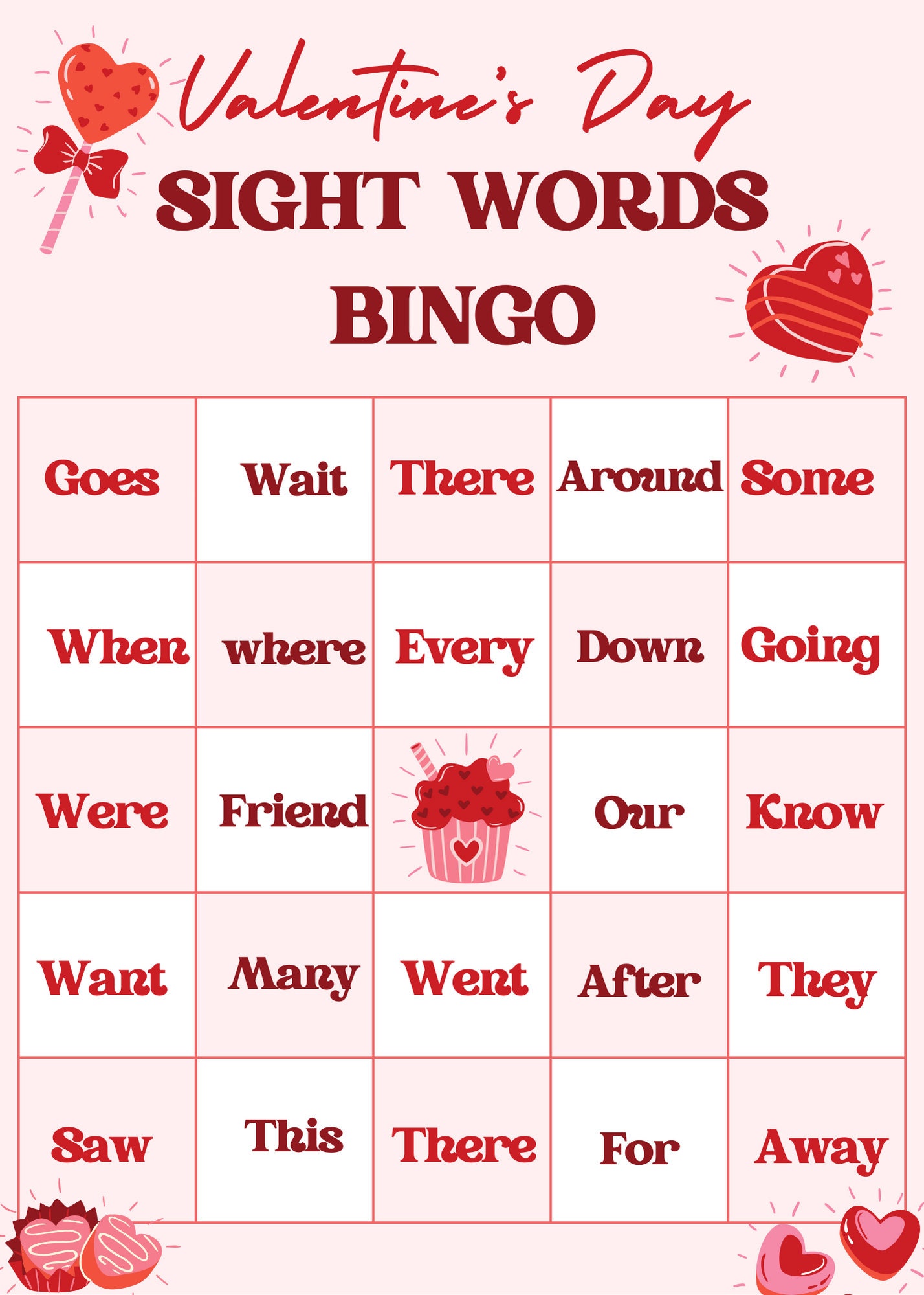 Sight Word Bingo - Etsy