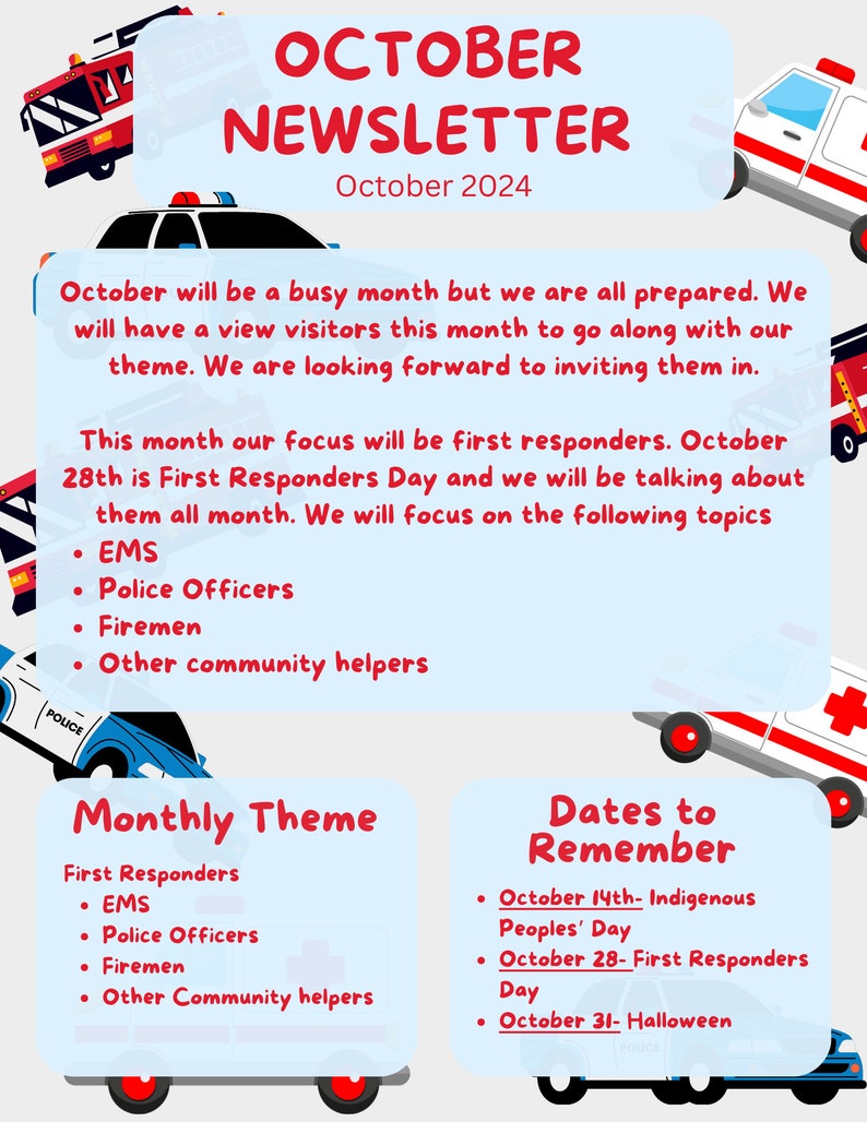 Classroom Themed Monthly Newsletters - Etsy