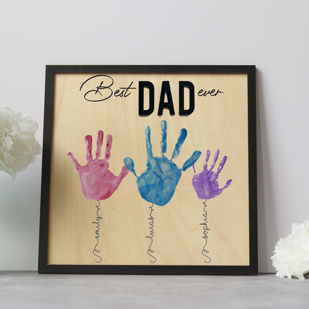 Father's Day Handprint Sign, Perfect Gift for Dad, Hands Down Best Dad ...
