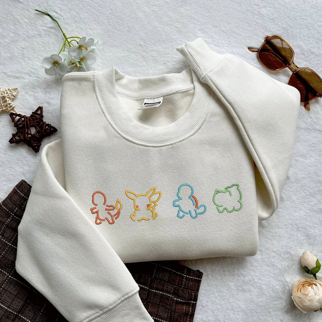 Pokemon silueta sudadera bordada, regalo de amante de Pokemon, Pikachu ...
