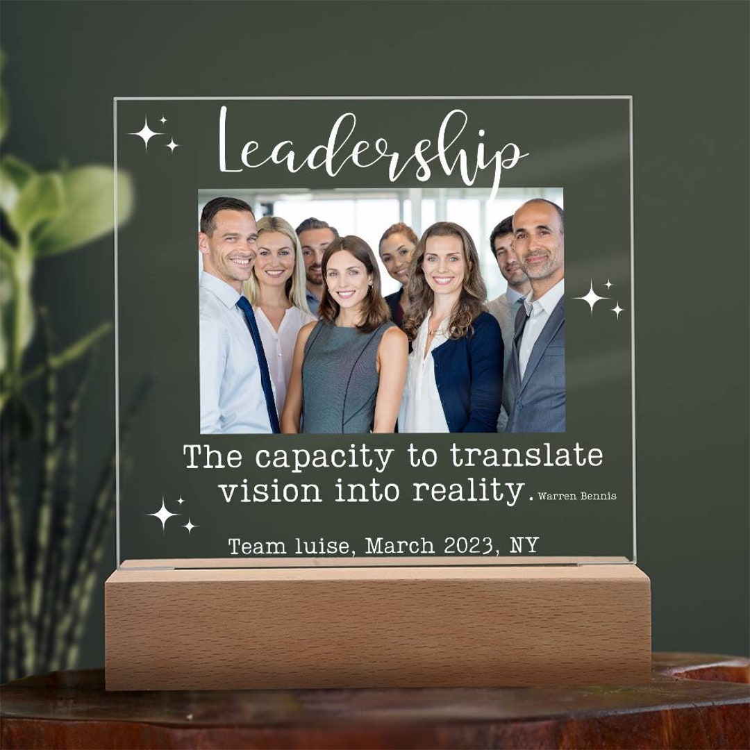 Personalized Leadership Great Team Leader Plaque With Wooden Base / LED ...
