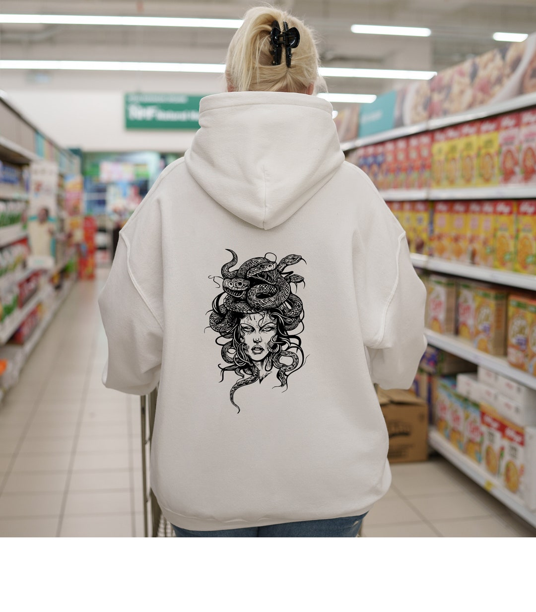 Petrify the Patriarchy Goth Medusa Snake Face Hooded Sweatshirt ...