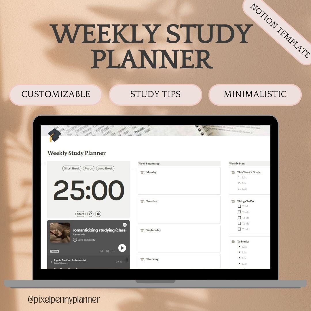 Weekly Planner Notion Template | Study Planner | Work Planner | Home ...