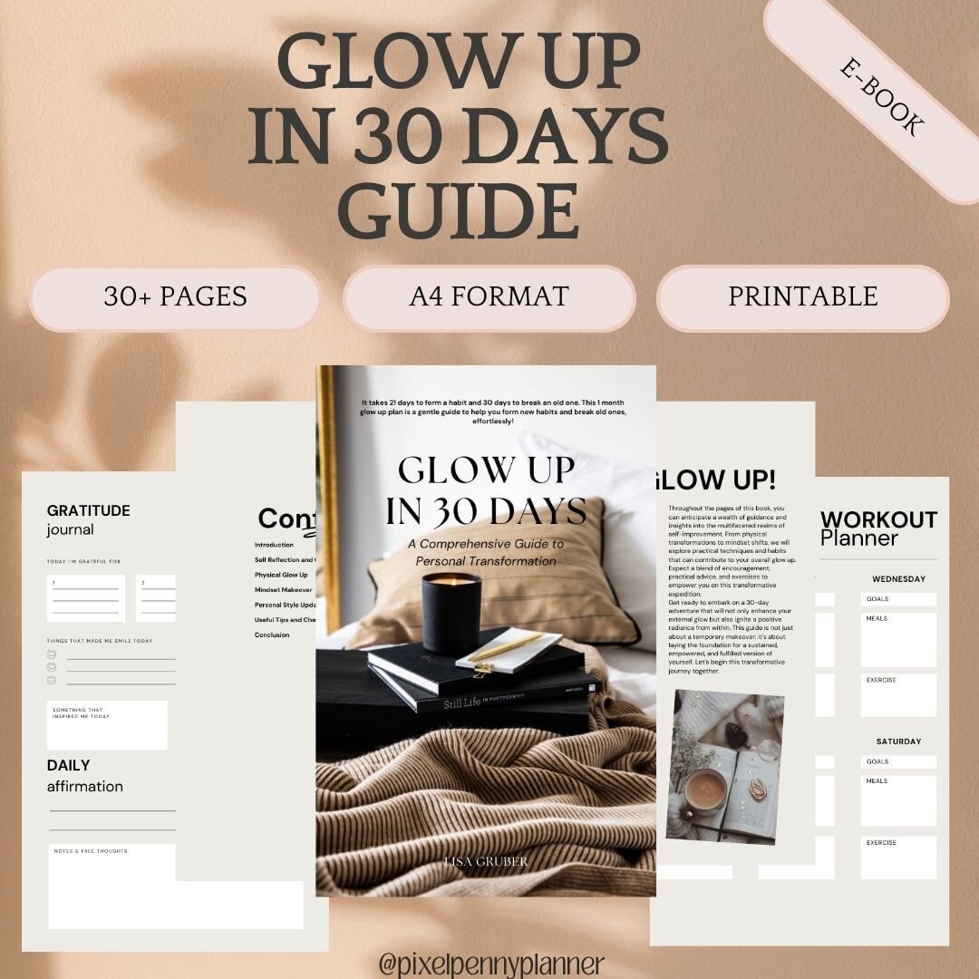 Glow up in 30 Days Wellness Journal | Glow up Journey | Glow up Guide ...