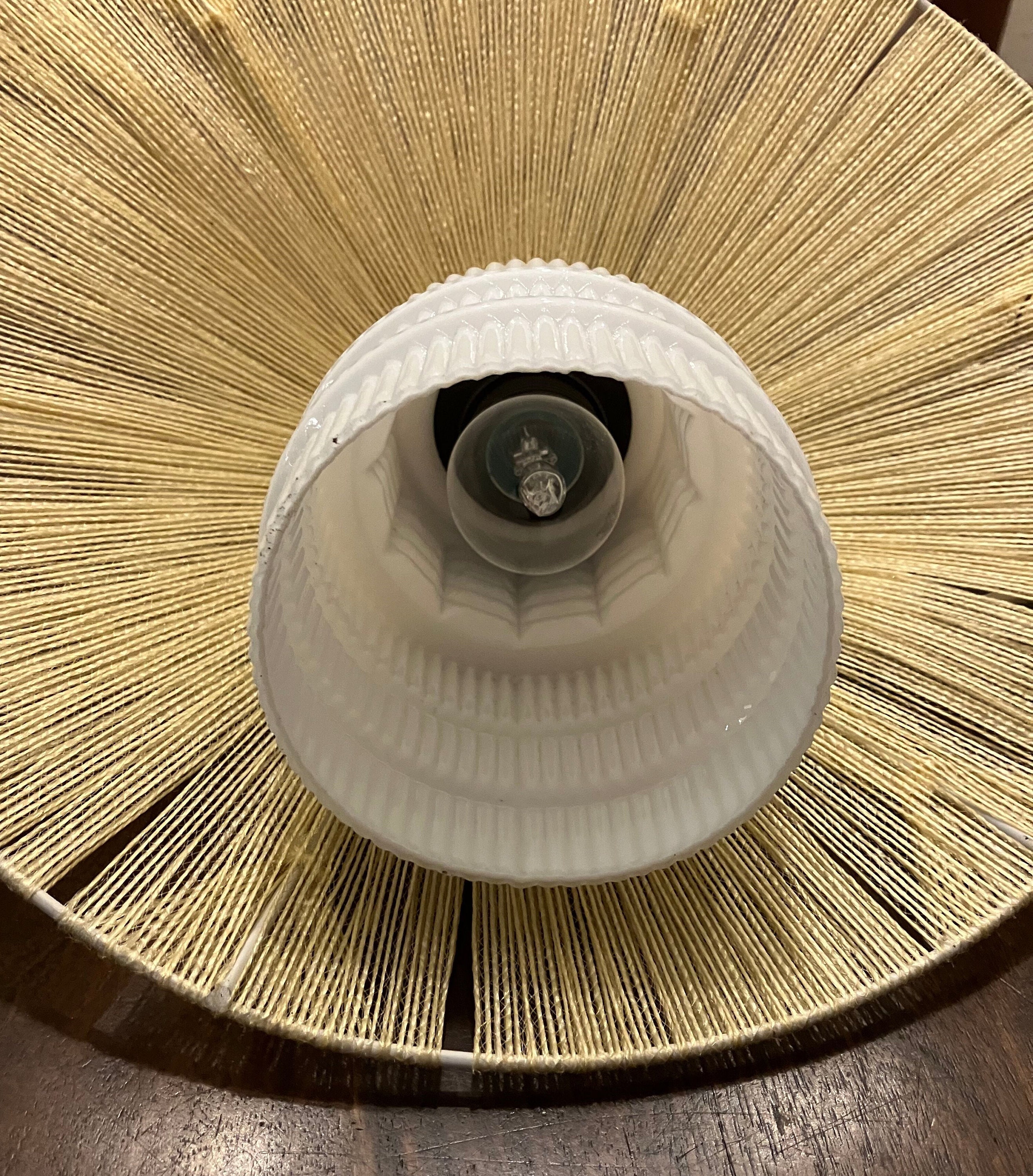 Mid-century Sisal and Teak Pendant Lamp. Vintage 1960s. - Etsy