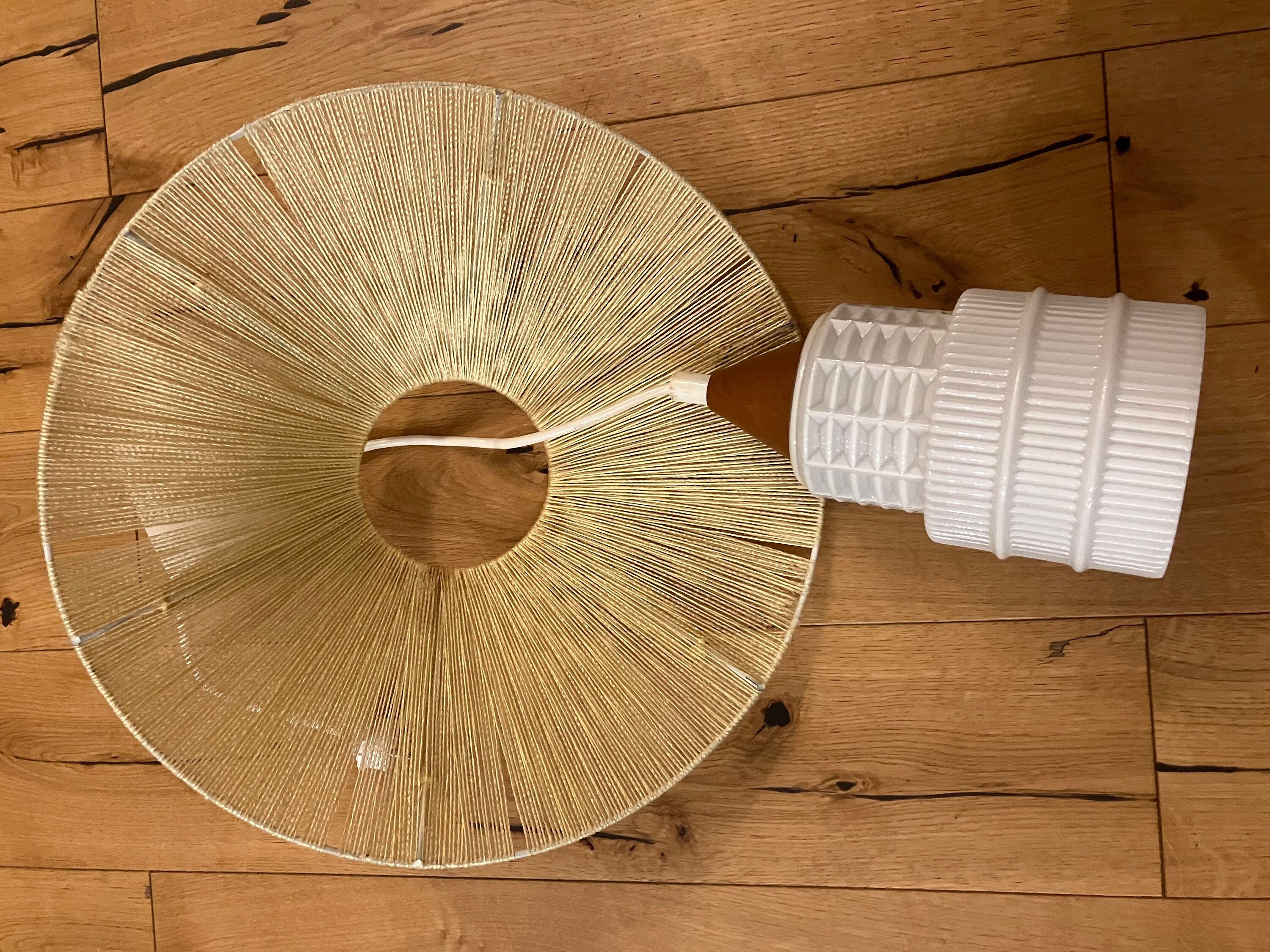 Mid-century Sisal and Teak Pendant Lamp. Vintage 1960s. - Etsy