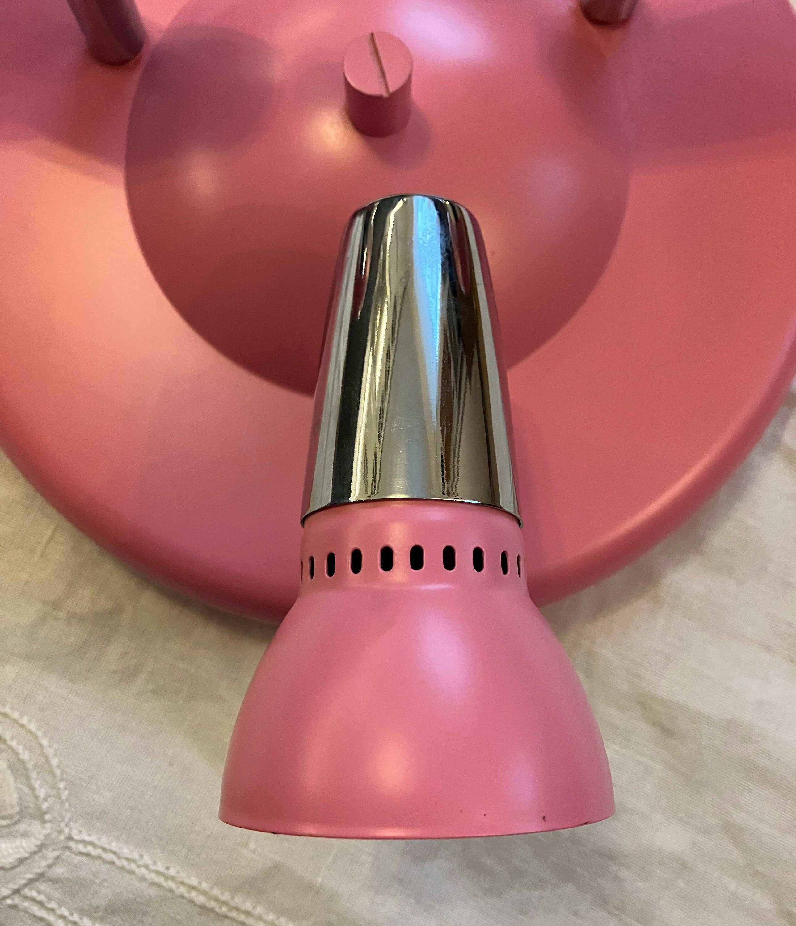 Barbie-pink Metal Plafon Ceiling Lamp Wit 3 Bulbs. Scandinavian Vintage ...