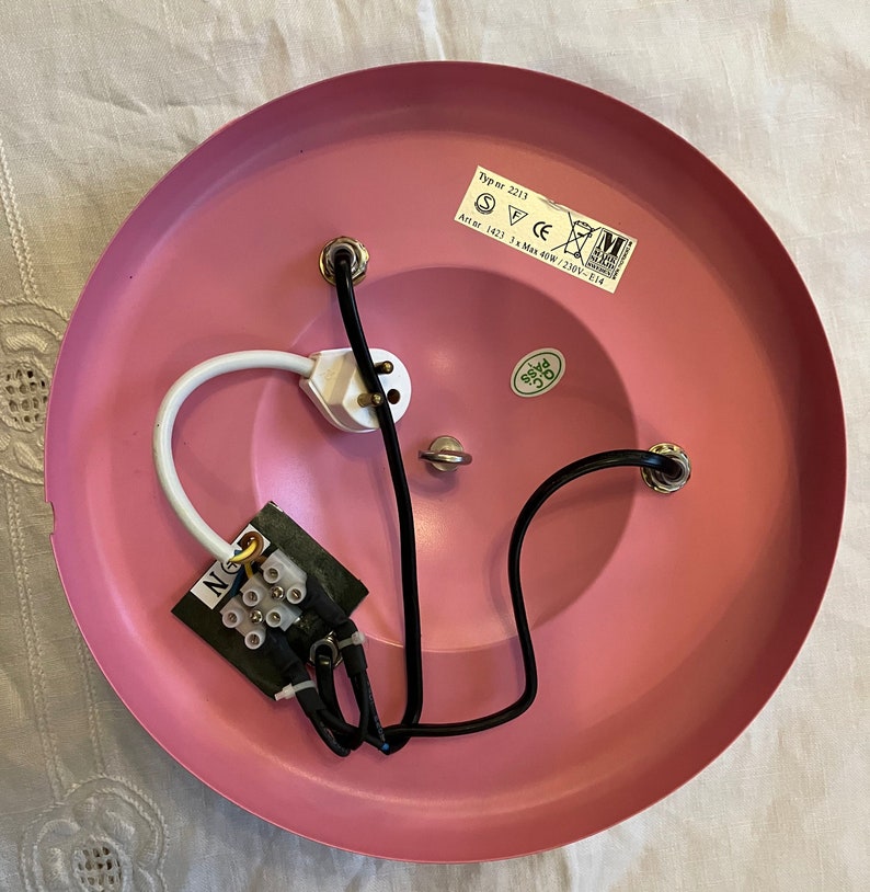 Barbie-pink Metal Plafon Ceiling Lamp Wit 3 Bulbs. Scandinavian Vintage ...