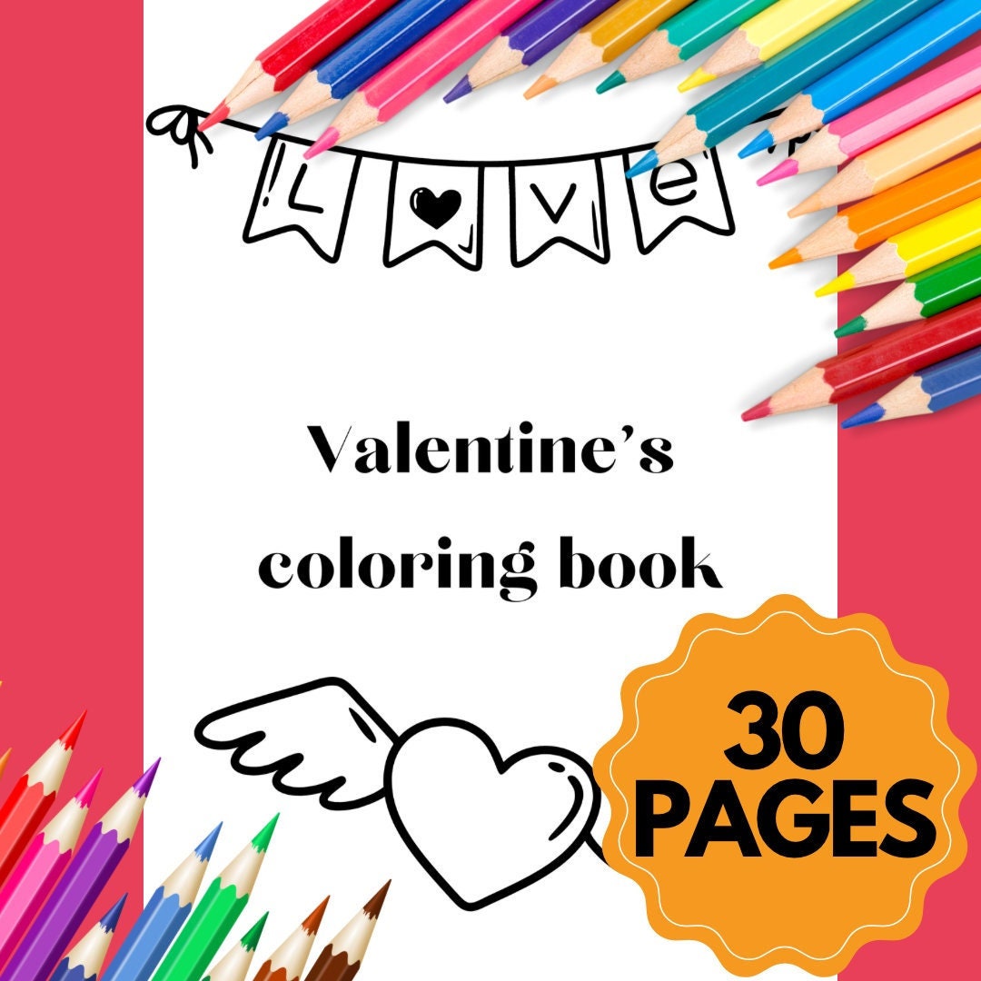 Coloring Book Valentine's Day - Etsy