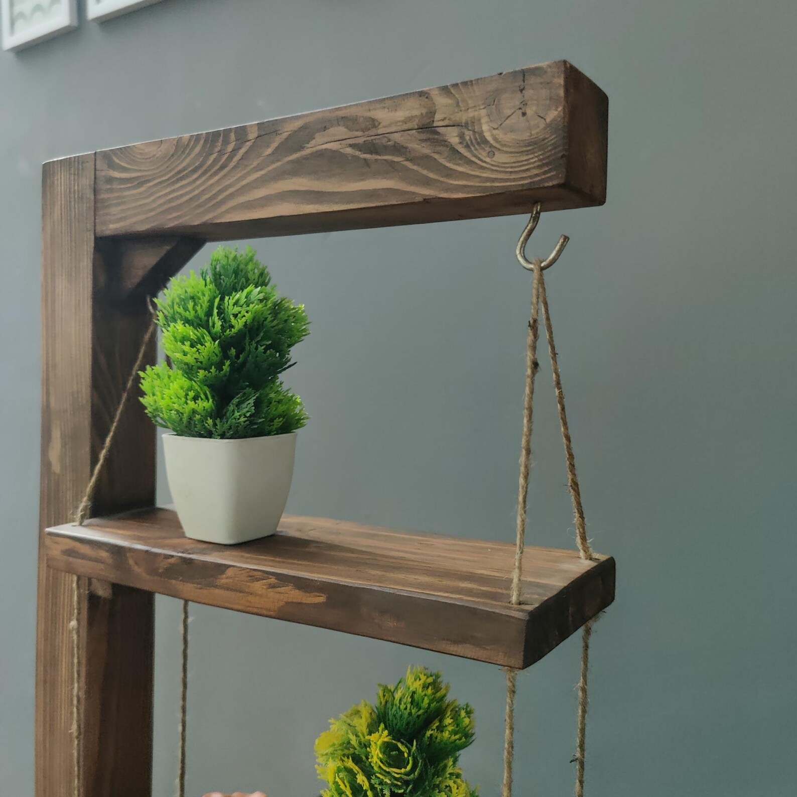 RUSTIC WOOD LADDER Shelf With Rope,entryway Shelving Décor,farmhouse ...