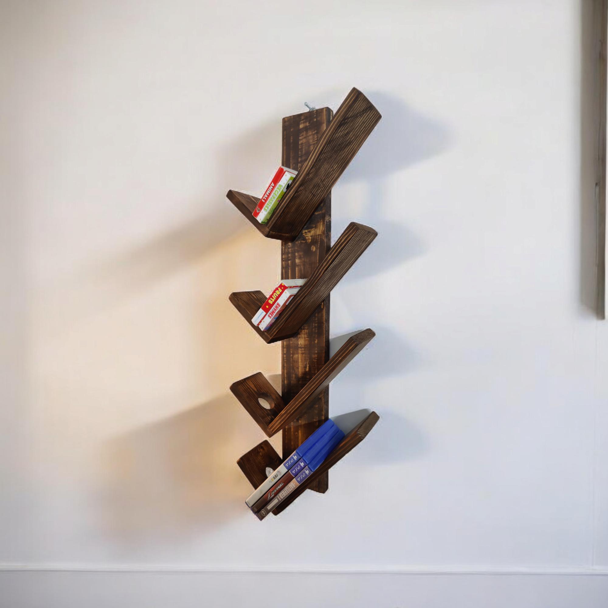 RUSTIC TREE BOOKSHELF for Book Storage, Desktop and Living Room Display ...