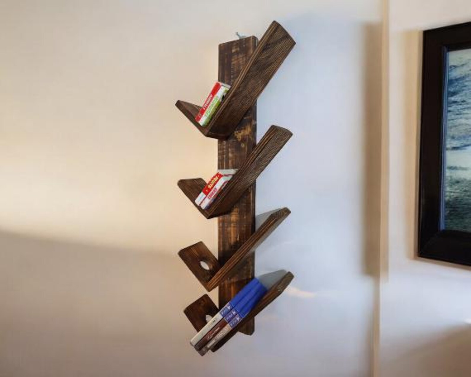 RUSTIC TREE BOOKSHELF for Book Storage, Desktop and Living Room Display ...