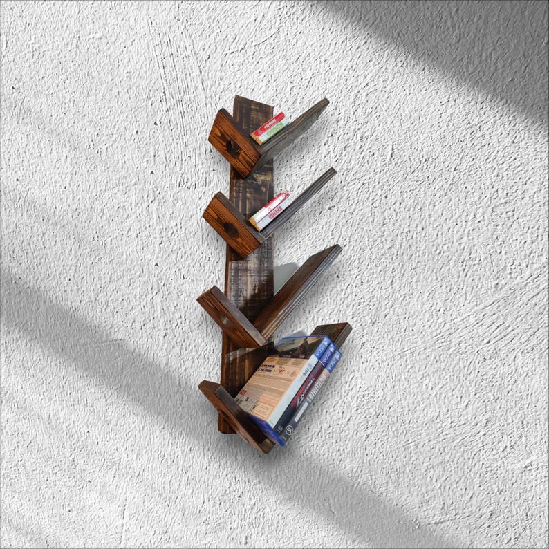 RUSTIC TREE BOOKSHELF for Book Storage, Desktop and Living Room Display ...